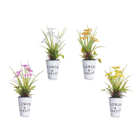 OPEN FLOWER PLANT METAL POT ASSORT 4 SMALL