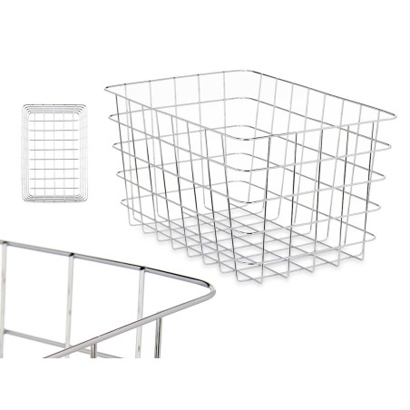BLACK METAL SQUARE BASKET CHROME PLATED LARGE