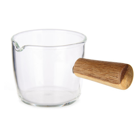 100ML BOROSILICATE GLASS LADLE WITH WOODEN HANDLE