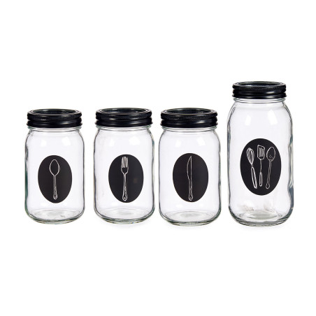 SET 4 CUTTLERY STATION WITH METAL LID