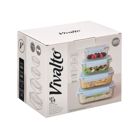 SET 4 BOÎTES BOROSILICATE RECTANGULAIRES