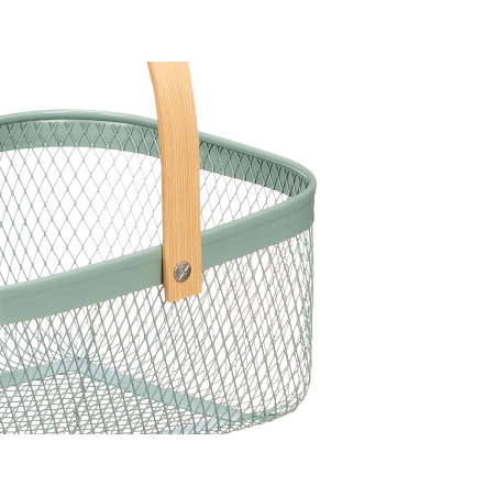 PANIER RECTANGULAIRE VERT ANSE BAMBOU