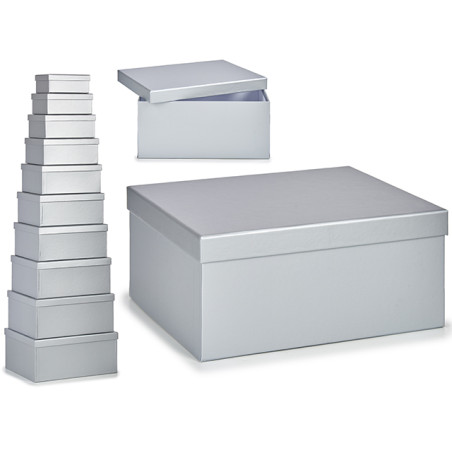 SET 10 SILVER CARDBOARD BOXES